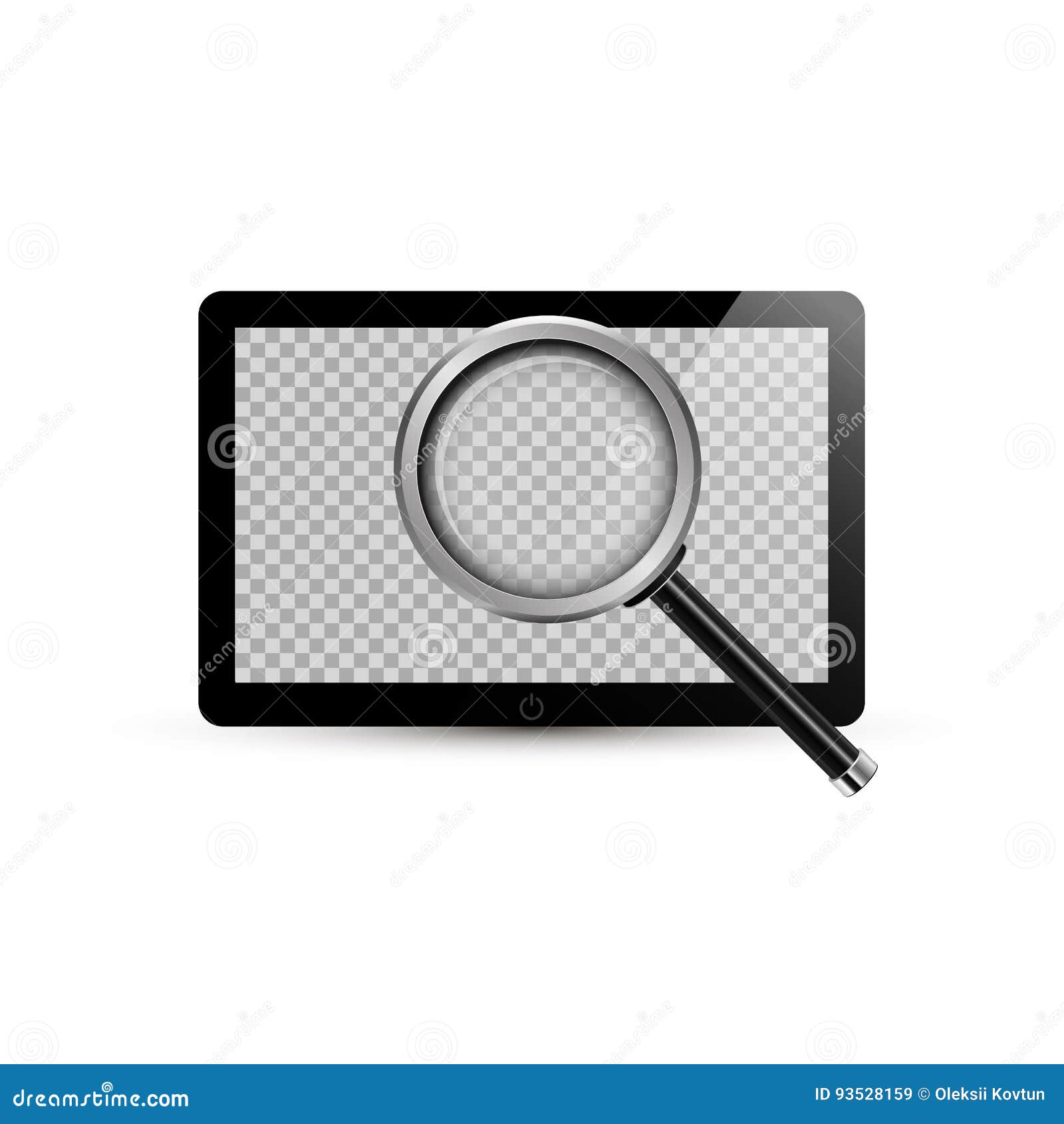 Tablet And Realistic Magnifying Glass. Vector Illustration. Touchpad ...