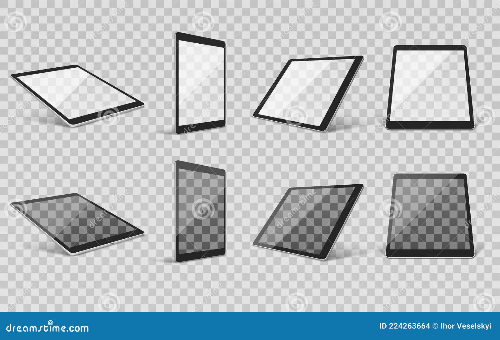 Tablet Realistic Transparent Set Stock Vector - Illustration of frames ...
