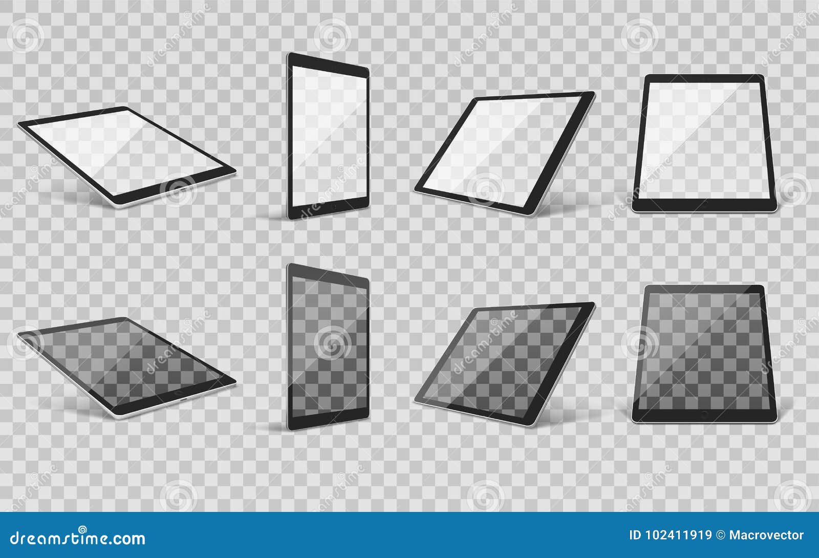 Tablet Realistic Transparent Set Stock Vector - Illustration of modern ...