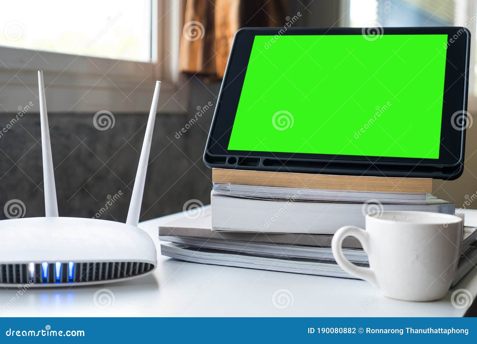 Tablet and Router Wireless on the Table Stock Photo - Image of learning ...