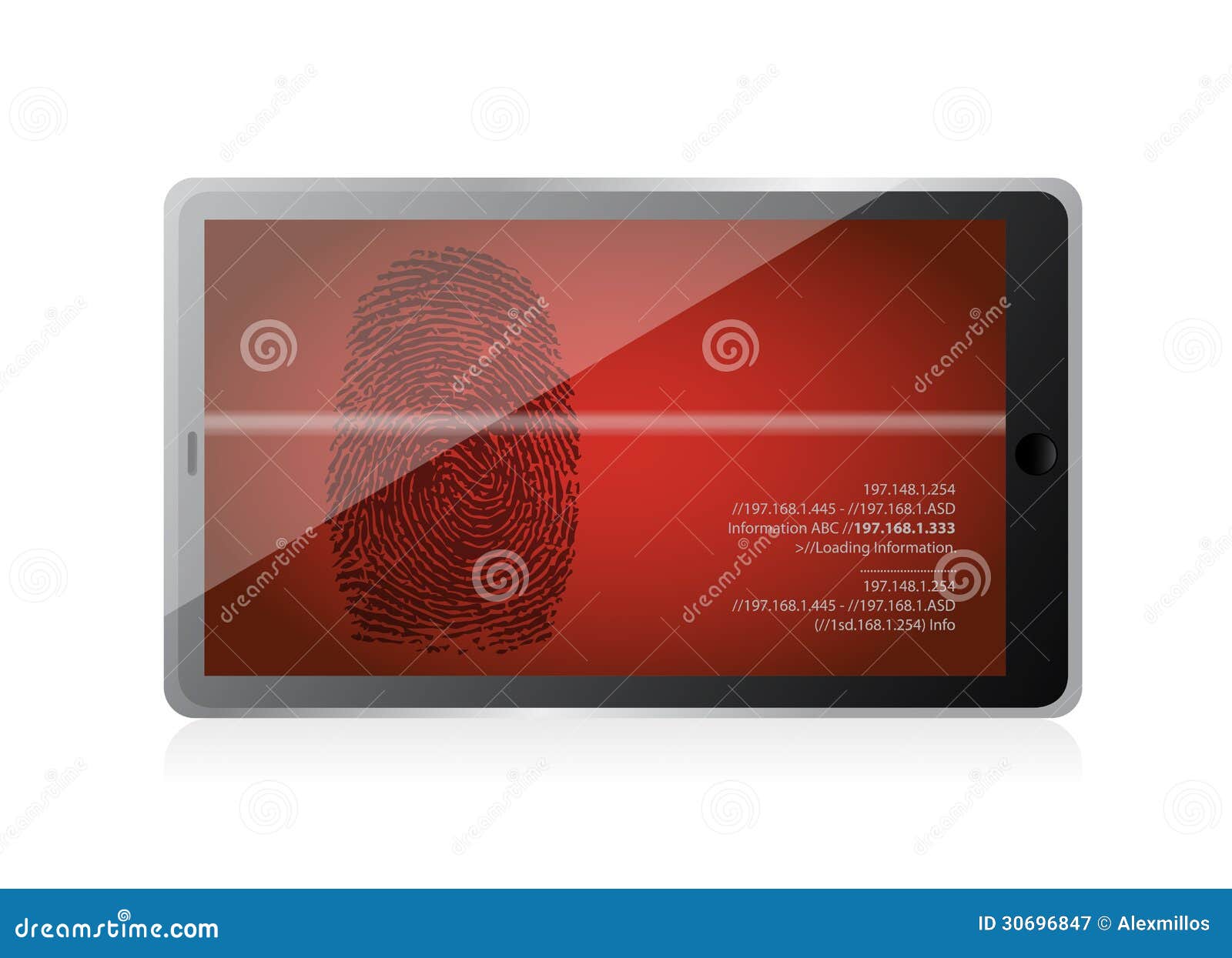Tablet Scanning a Finger Print Illustration Stock Illustration ...