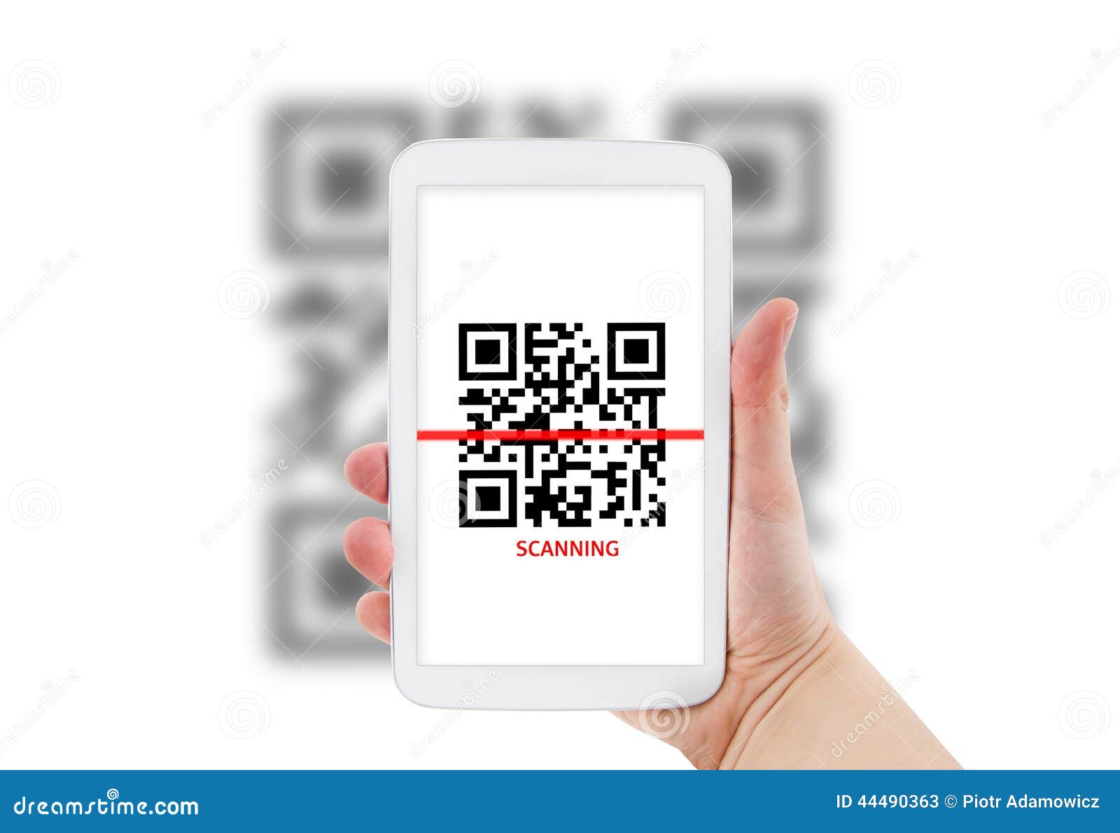 Tablet scanning QR code stock image. Image of barcode - 44490363