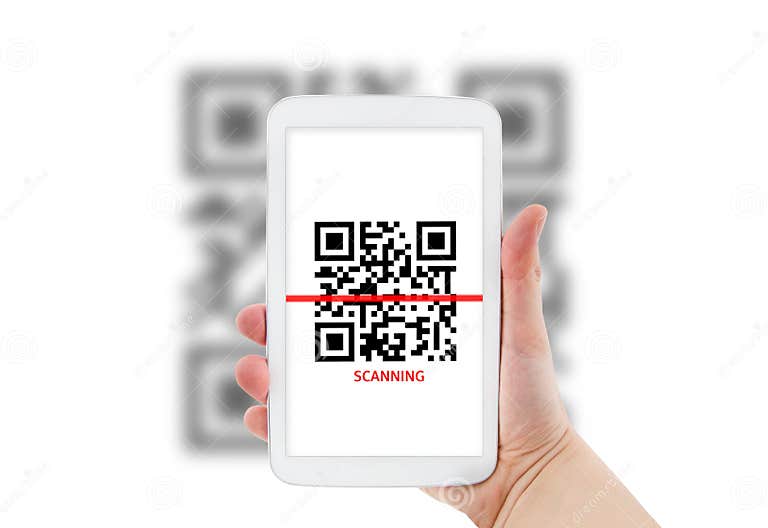 Tablet scanning QR code stock image. Image of barcode - 44490363