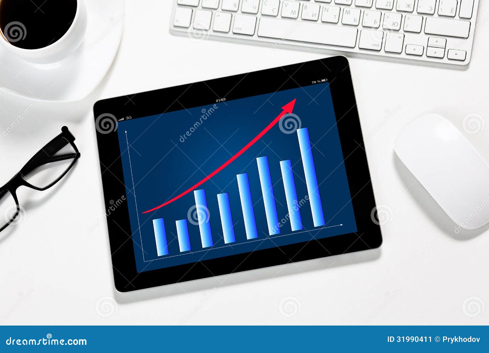 Tablet with the Schedule on the Screen is in the Office of a Bus Stock ...