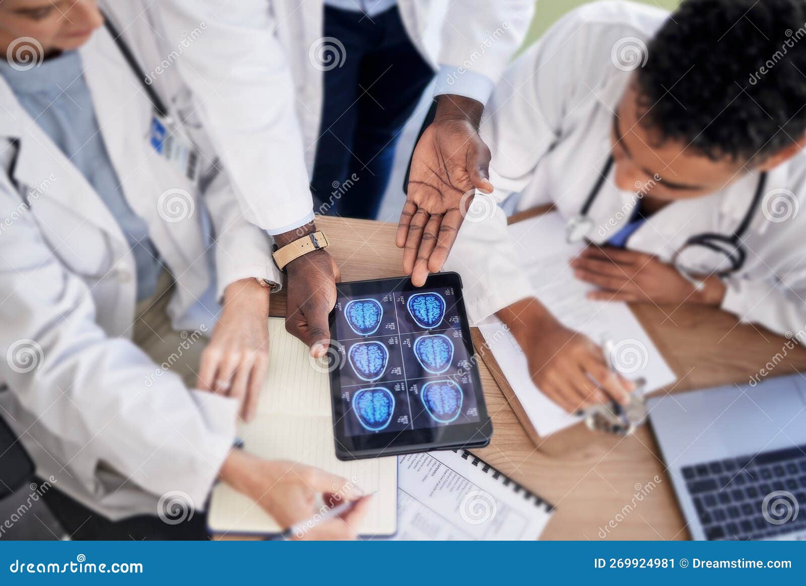 Tablet Screen, Brain and Doctors in Neurology Research, Internship ...