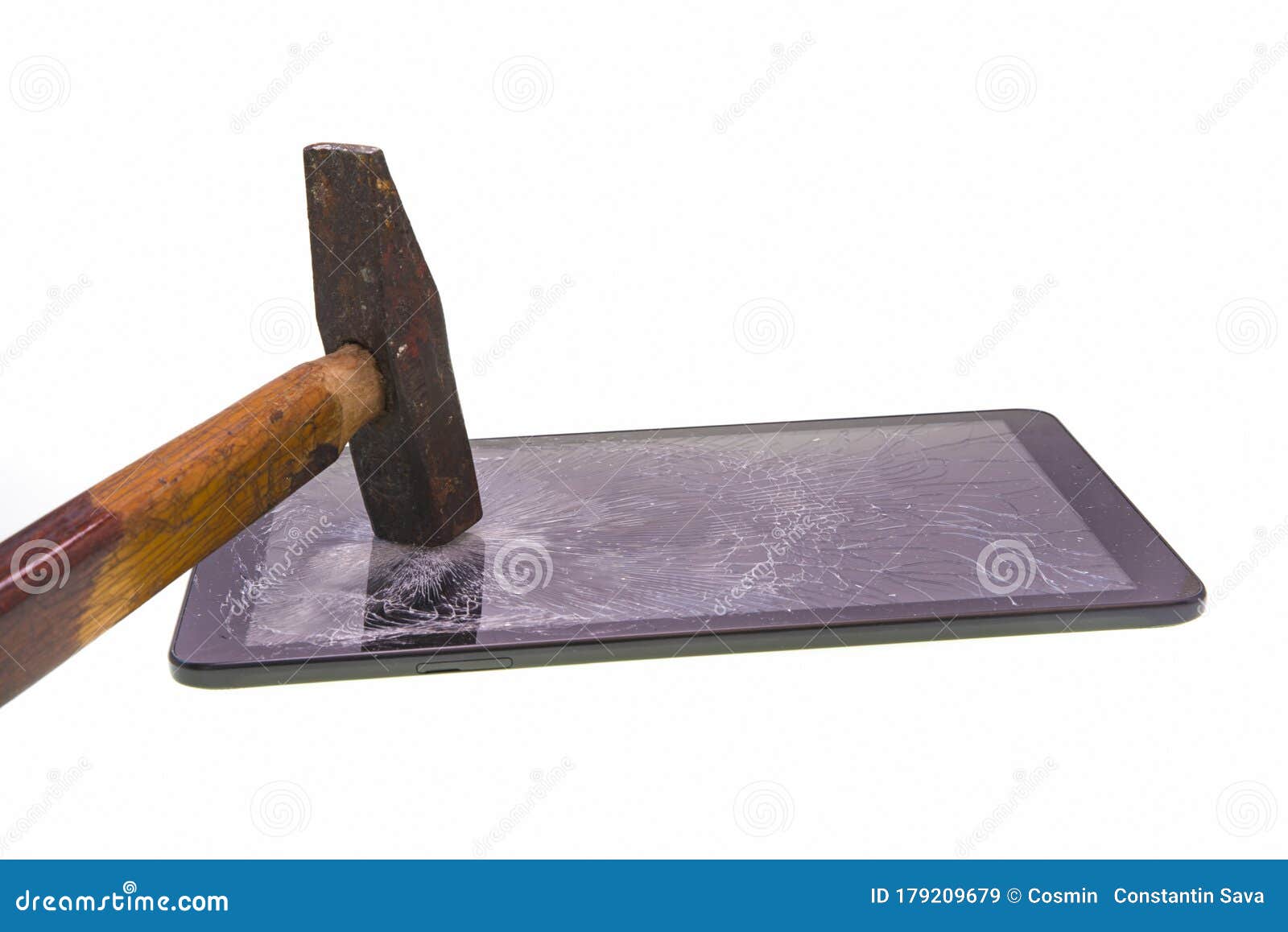Tablet Screen Broken with a Hammer Stock Image - Image of laptop, broke ...