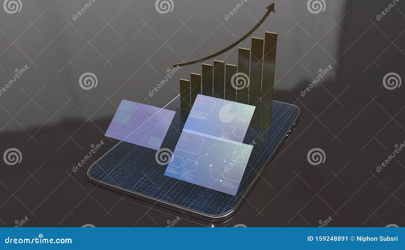 Tablet and Screen Chart for Business Concept 3d Rendering Stock ...
