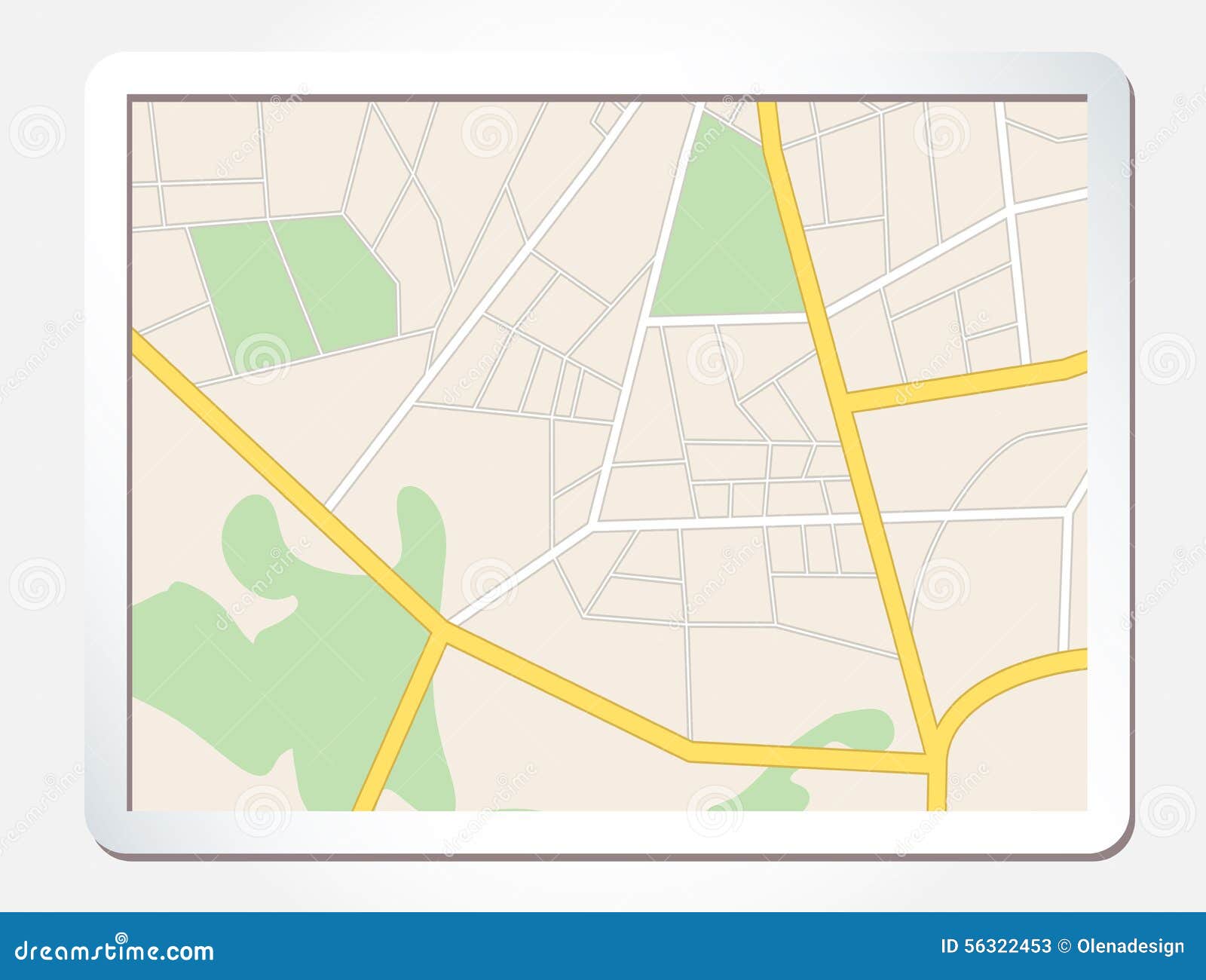 Tablet Screen with Vector City Map Stock Vector - Illustration of ...