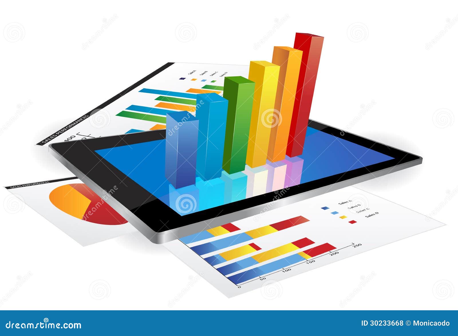 Tablet with 3d graph stock vector. Illustration of electronic - 30233668