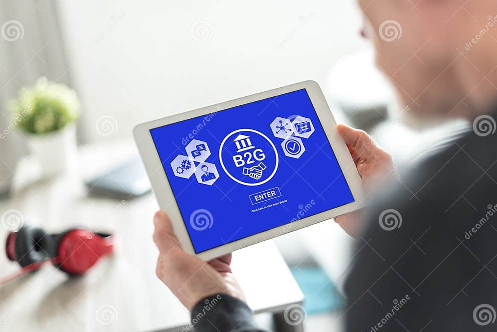 B2g concept on a tablet stock image. Image of application - 216482305