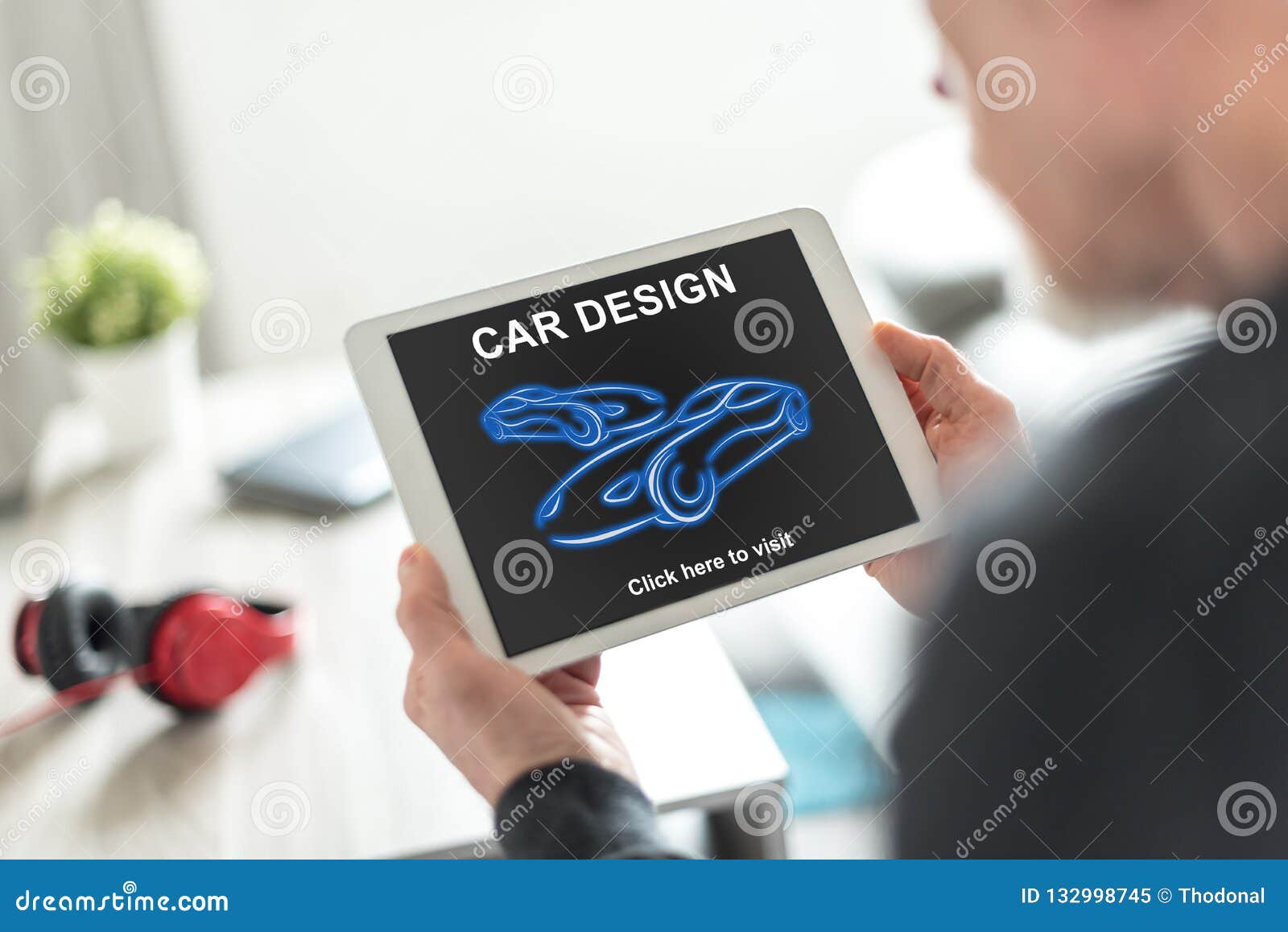 Car Design Concept on a Tablet Stock Image - Image of application ...