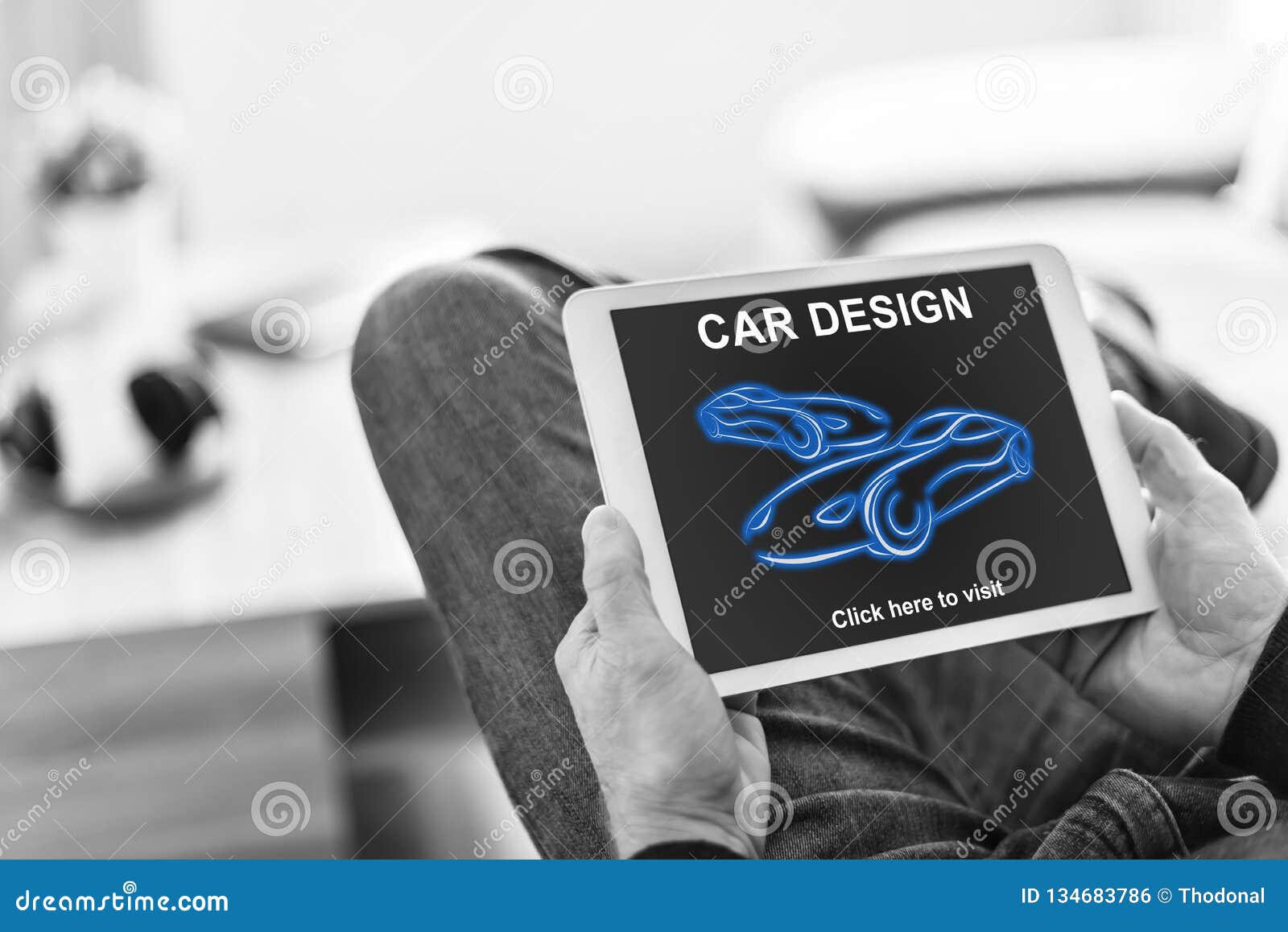 Car Design Concept on a Tablet Stock Photo - Image of luxury, speed ...