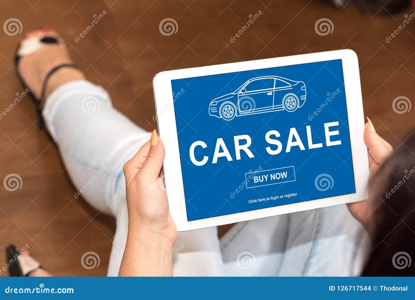 Car Sale Concept on a Tablet Stock Photo - Image of transportation ...