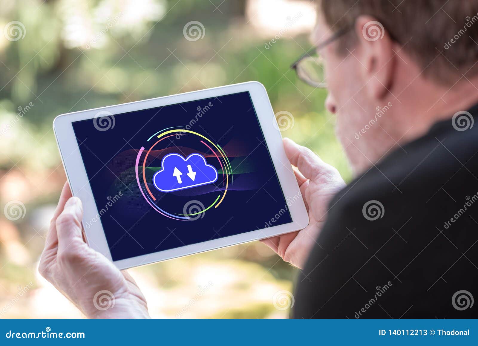 Cloud Computing Concept on a Tablet Stock Image - Image of application ...