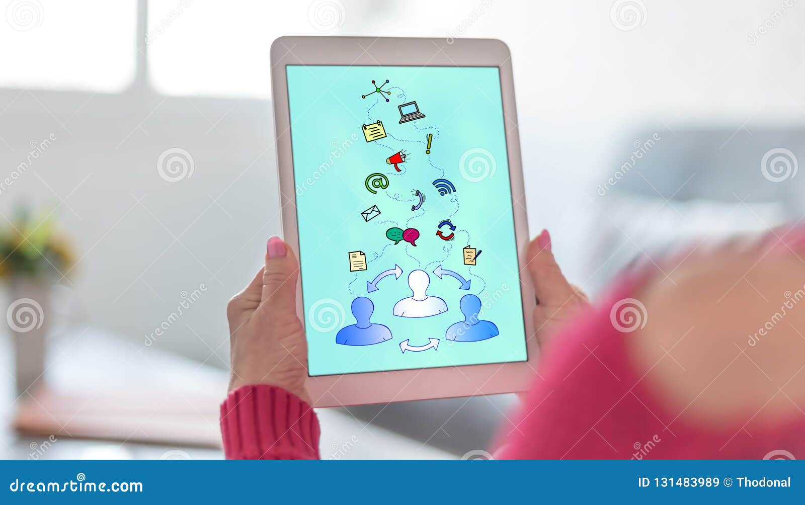 Communication Concept on a Tablet Stock Image - Image of drawing ...