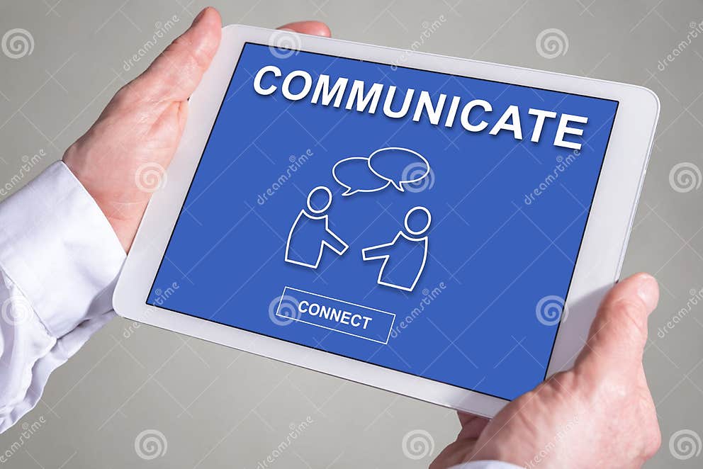 Communication Concept on a Tablet Stock Image - Image of communicate ...