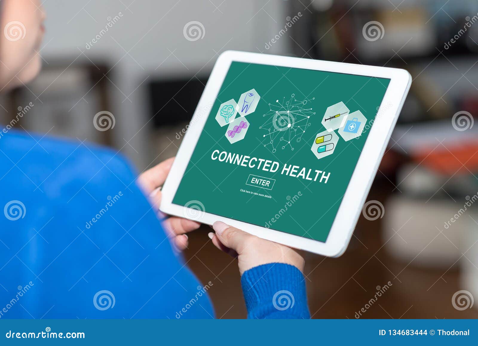 Connected Health Concept on a Tablet Stock Photo - Image of connect ...
