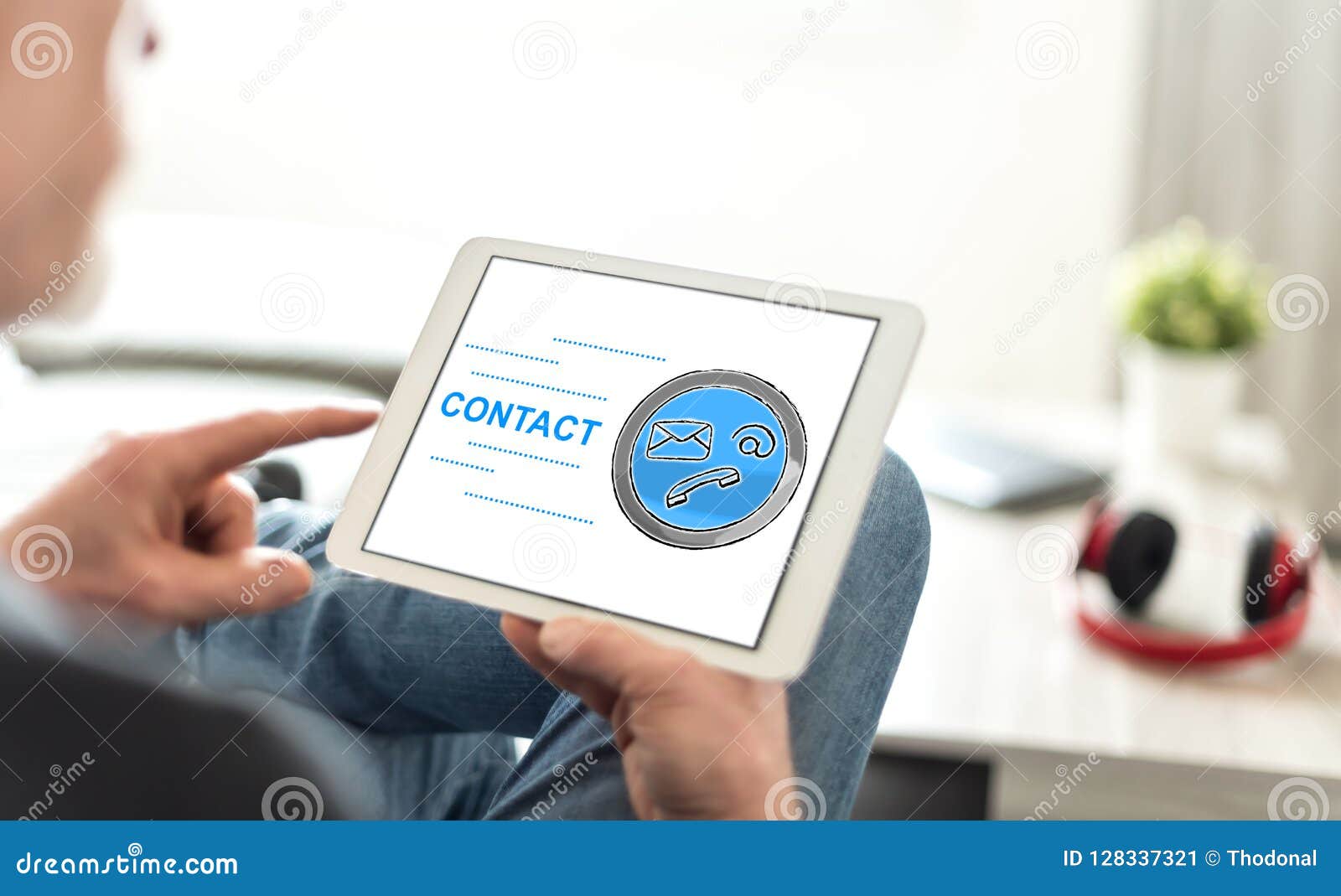 Contact Concept on a Tablet Stock Image - Image of consulting, online ...