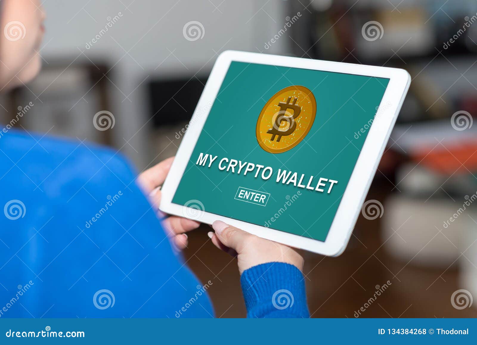 Crypto Wallet Concept on a Tablet Stock Photo - Image of market, design ...