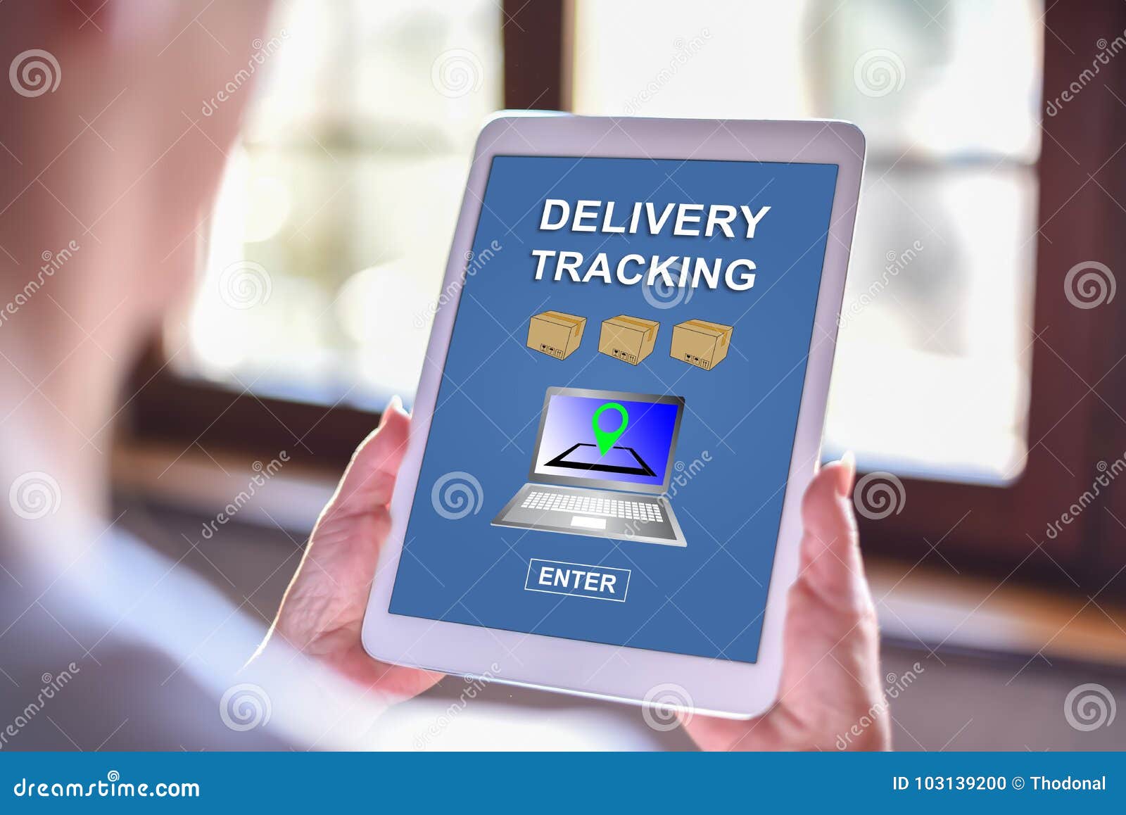 Delivery Tracking Concept on a Tablet Stock Photo - Image of concept ...
