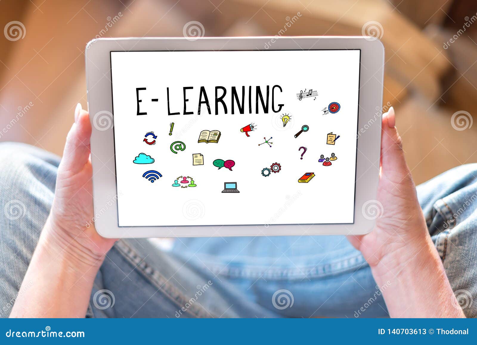 E-learning Concept on a Tablet Stock Image - Image of learn, book ...