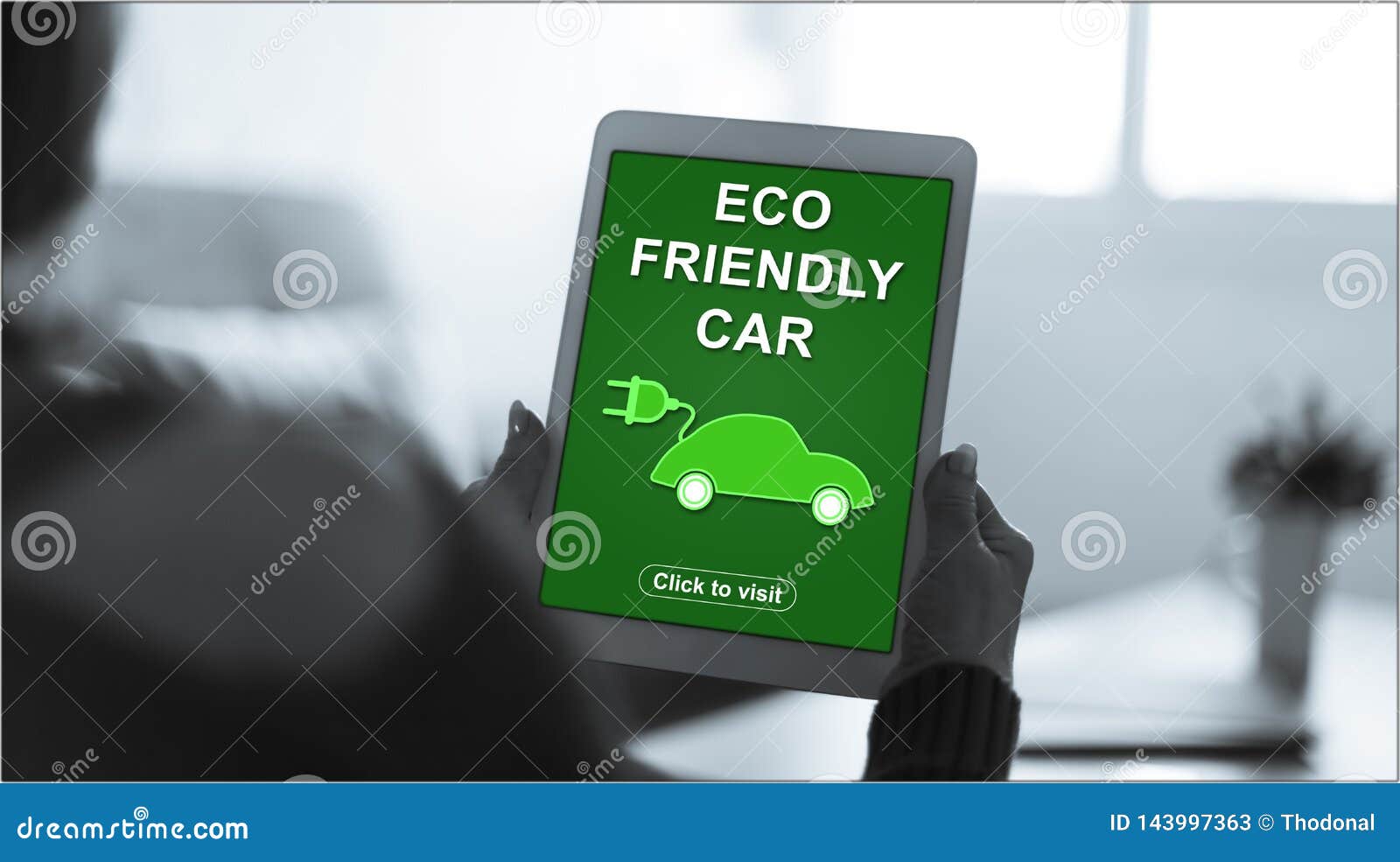 Eco Friendly Car Concept on a Tablet Stock Image - Image of symbol ...