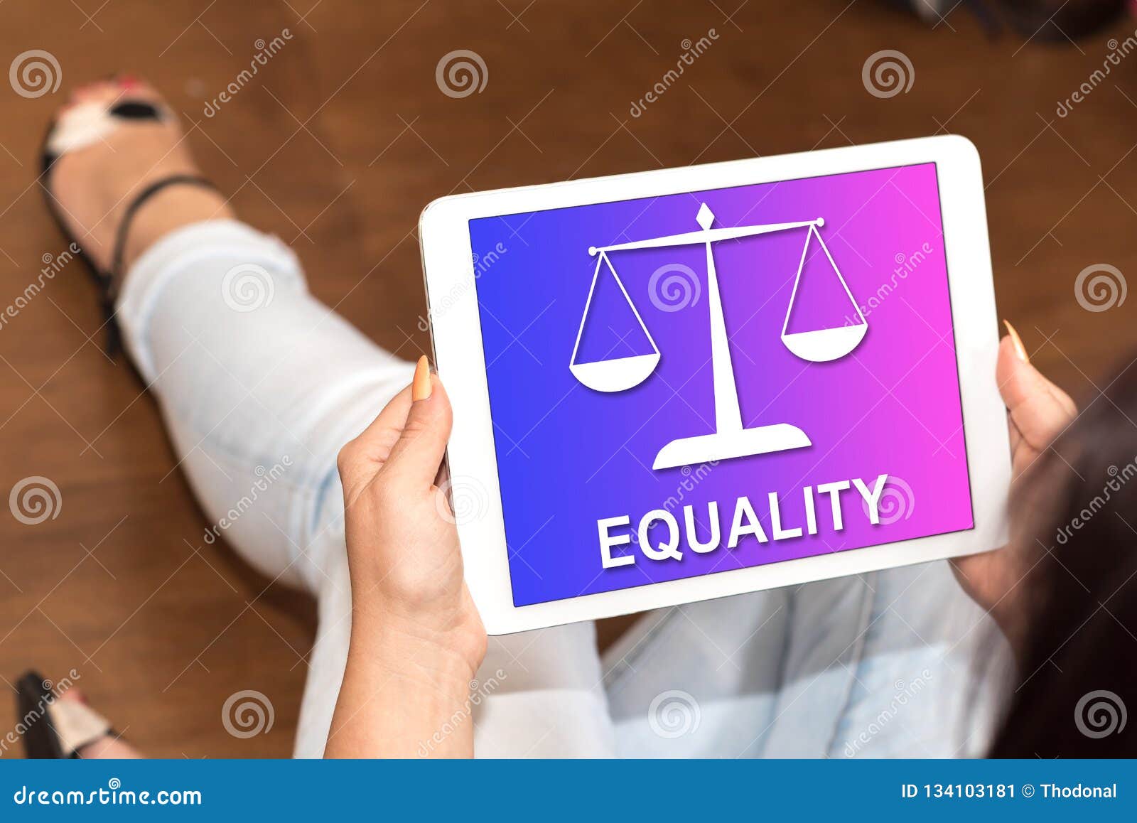 Equality Concept on a Tablet Stock Image - Image of equality, justice ...