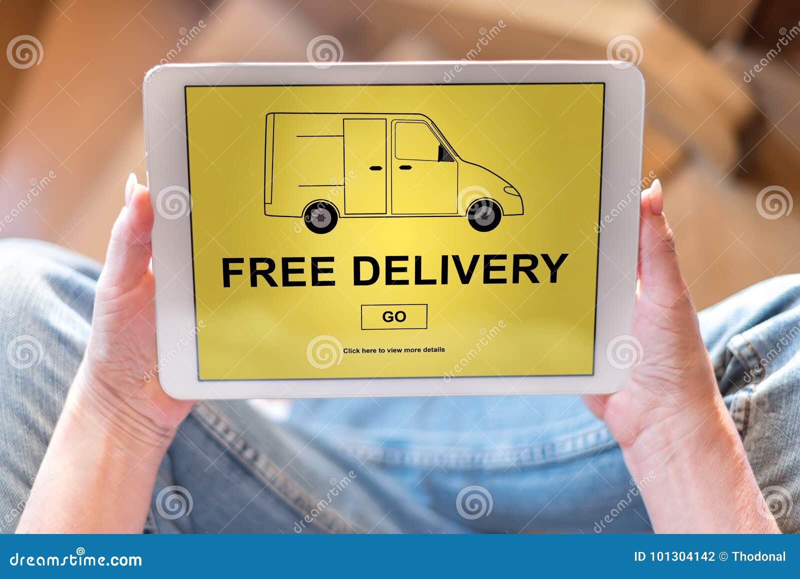 Free Delivery Concept on a Tablet Stock Photo - Image of deliver ...