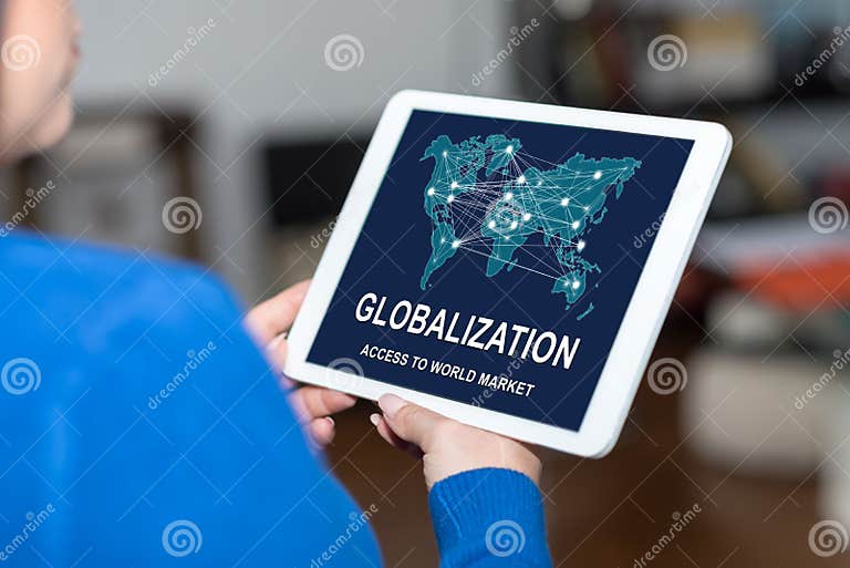 Globalization Concept on a Tablet Stock Image - Image of connection ...