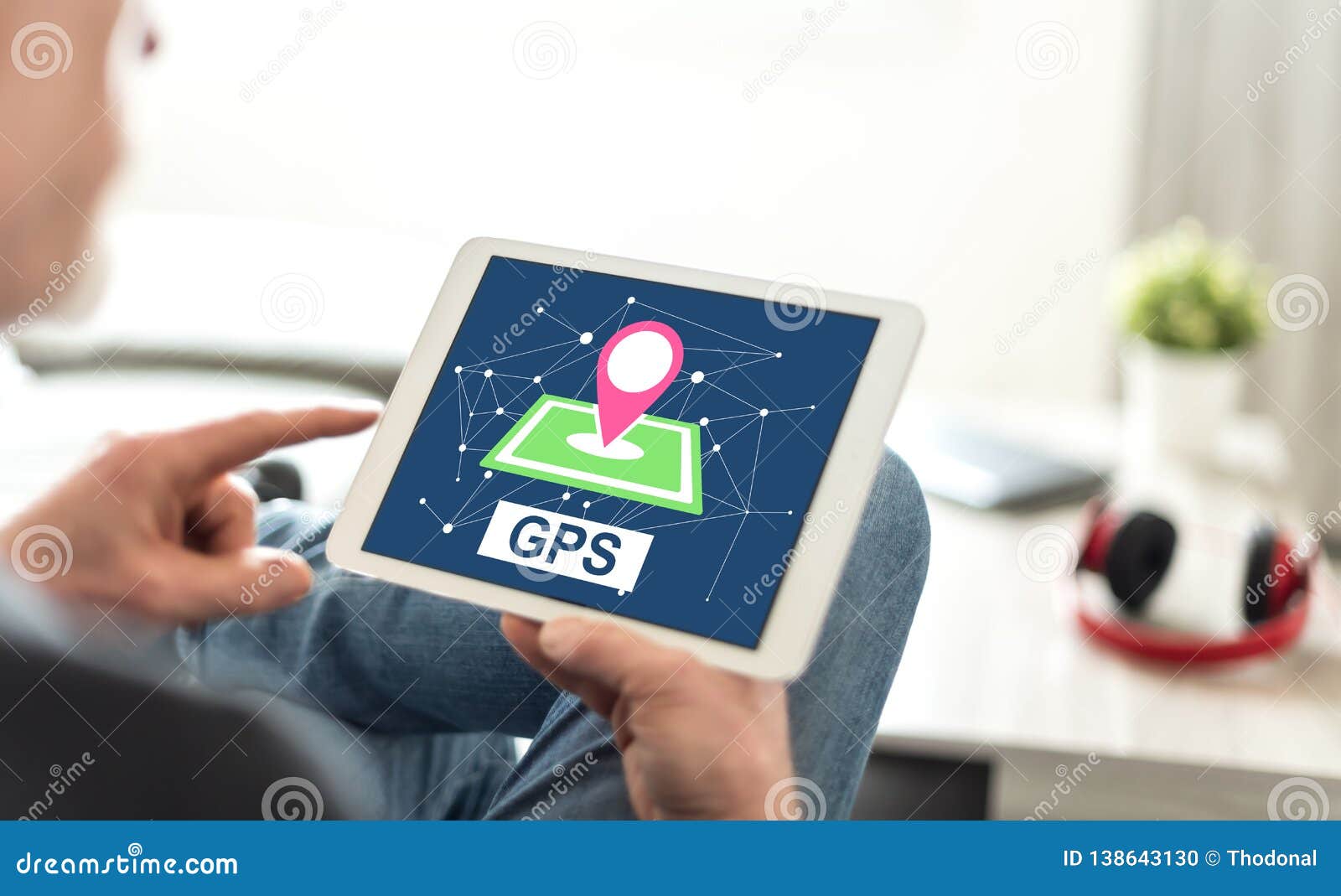 Gps concept on a tablet stock photo. Image of destination - 138643130