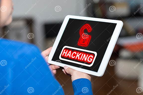 Hacking Concept on a Tablet Stock Image - Image of hacker, encryption ...