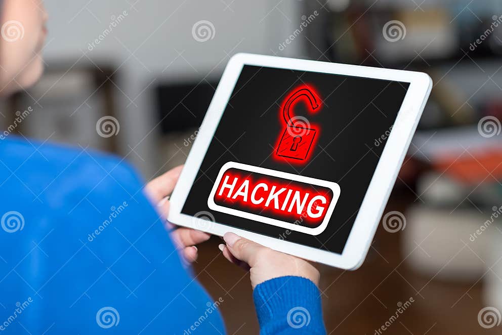Hacking Concept on a Tablet Stock Image - Image of hacker, encryption ...