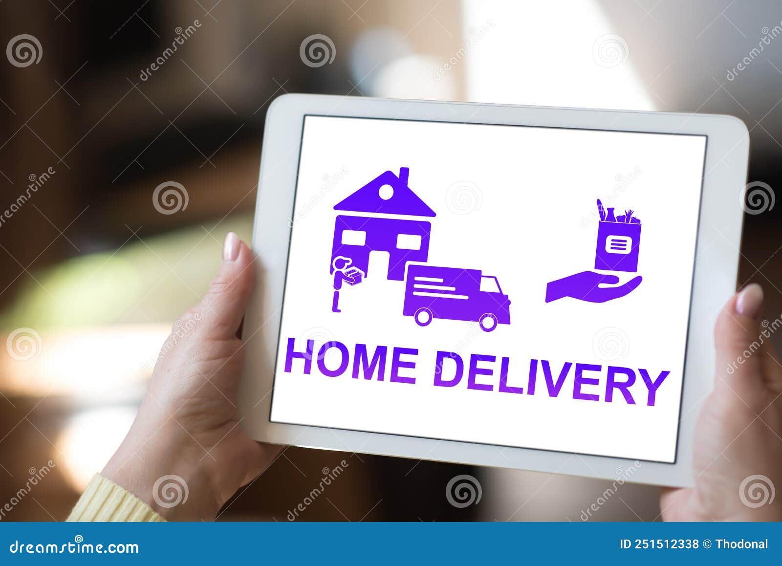 Home Delivery Concept on a Tablet Stock Photo - Image of food, tablet ...