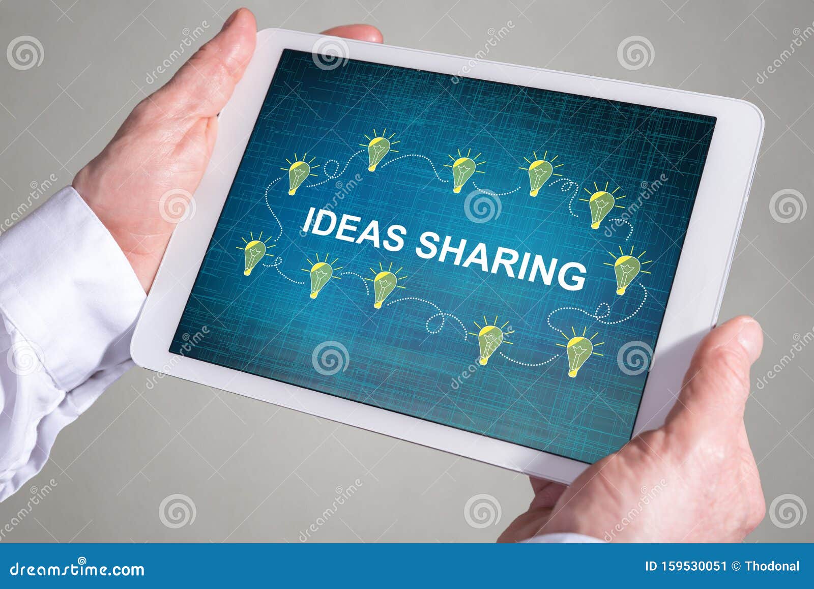 Ideas Sharing Concept on a Tablet Stock Illustration - Illustration of ...