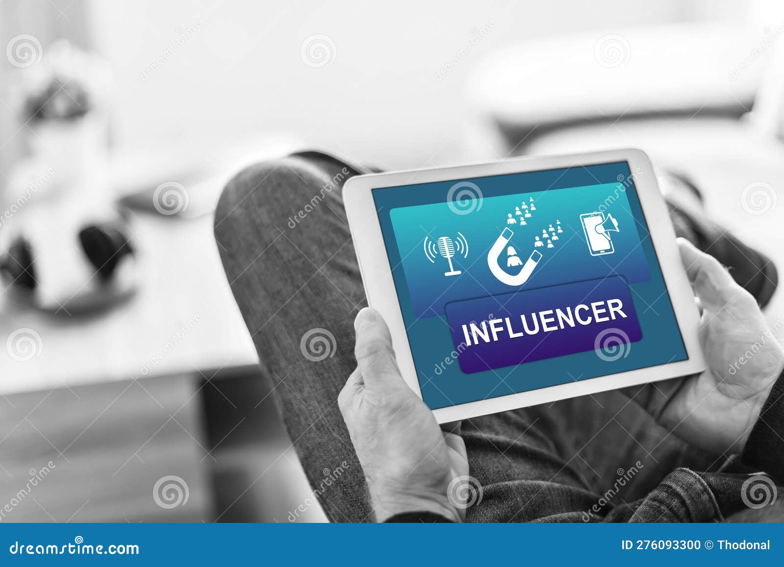 Influencer Concept on a Tablet Stock Photo - Image of social ...