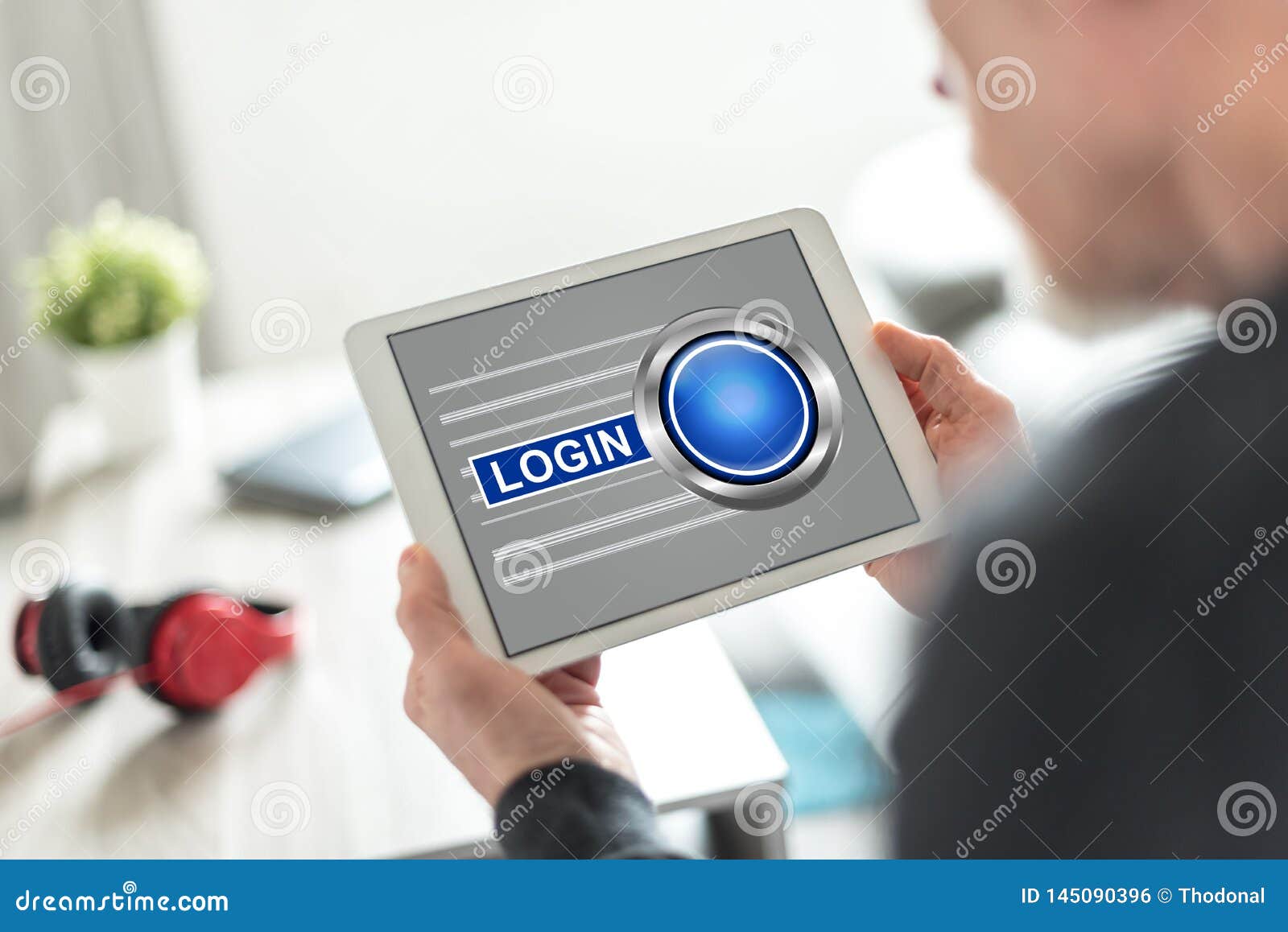 Login concept on a tablet stock photo. Image of digital - 145090396