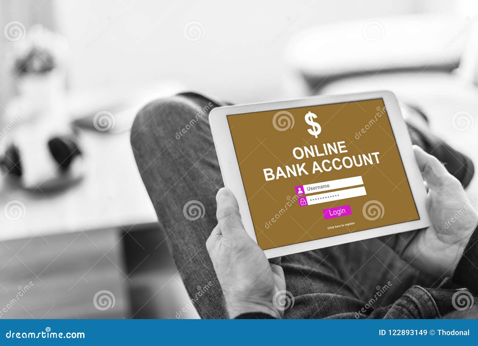 Online Bank Account Concept on a Tablet Stock Image - Image of internet ...