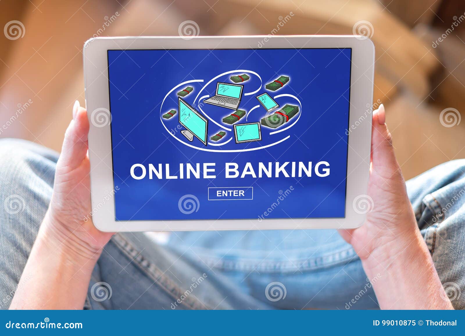 Online Banking Concept on a Tablet Stock Image - Image of economy ...