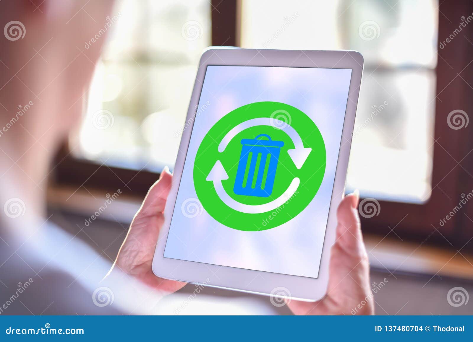 Recycling Concept on a Tablet Stock Photo - Image of digital, recycle ...