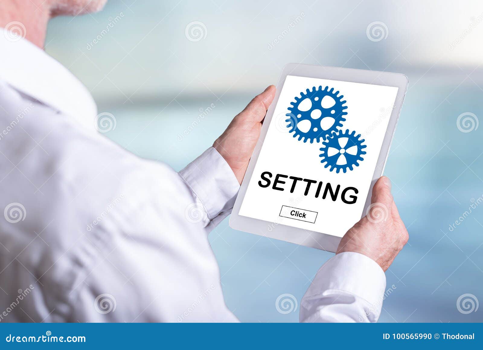Setting Concept on a Tablet Stock Photo - Image of application, gear ...
