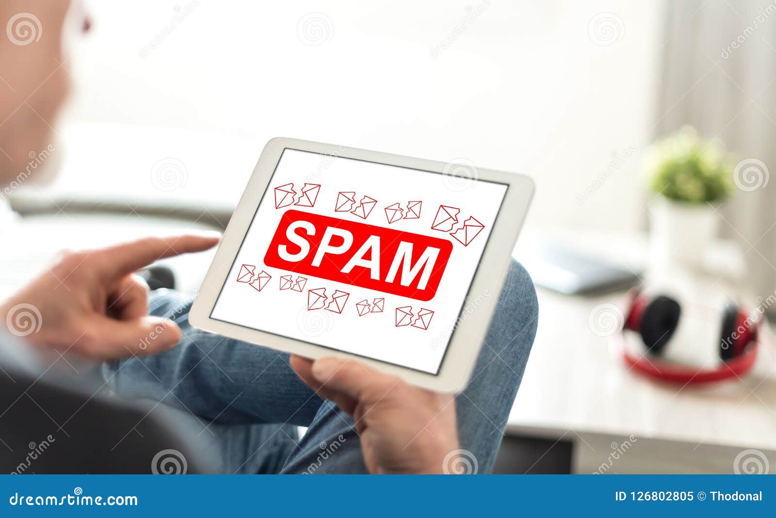 Spam concept on a tablet stock image. Image of phishing - 126802805