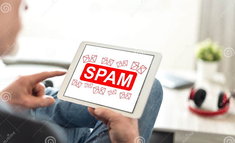Spam concept on a tablet stock image. Image of phishing - 126802805