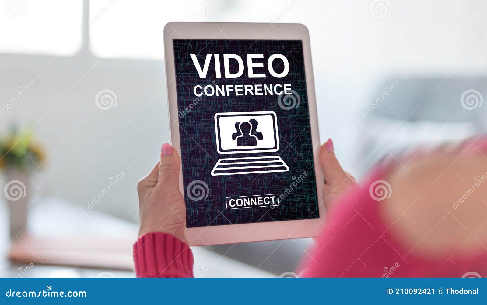 Video Conference Concept on a Tablet Stock Image - Image of ...