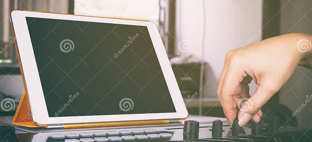 Tablet Screen for Music Production Application Stock Image - Image of ...