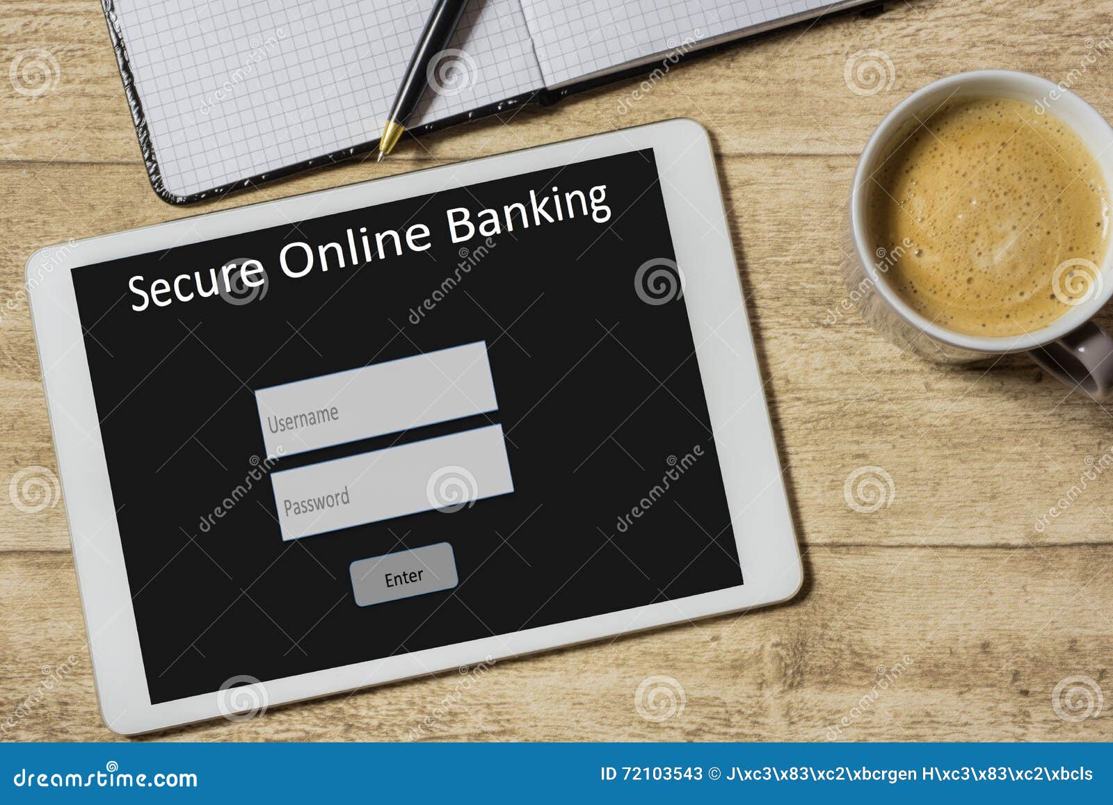 Tablet with Screen for Secure Online Banking Stock Image - Image of ...