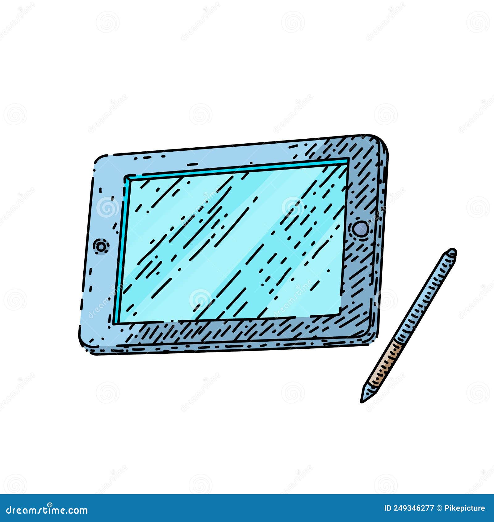 Tablet Screen Sketch Hand Drawn Vector Stock Vector - Illustration of ...