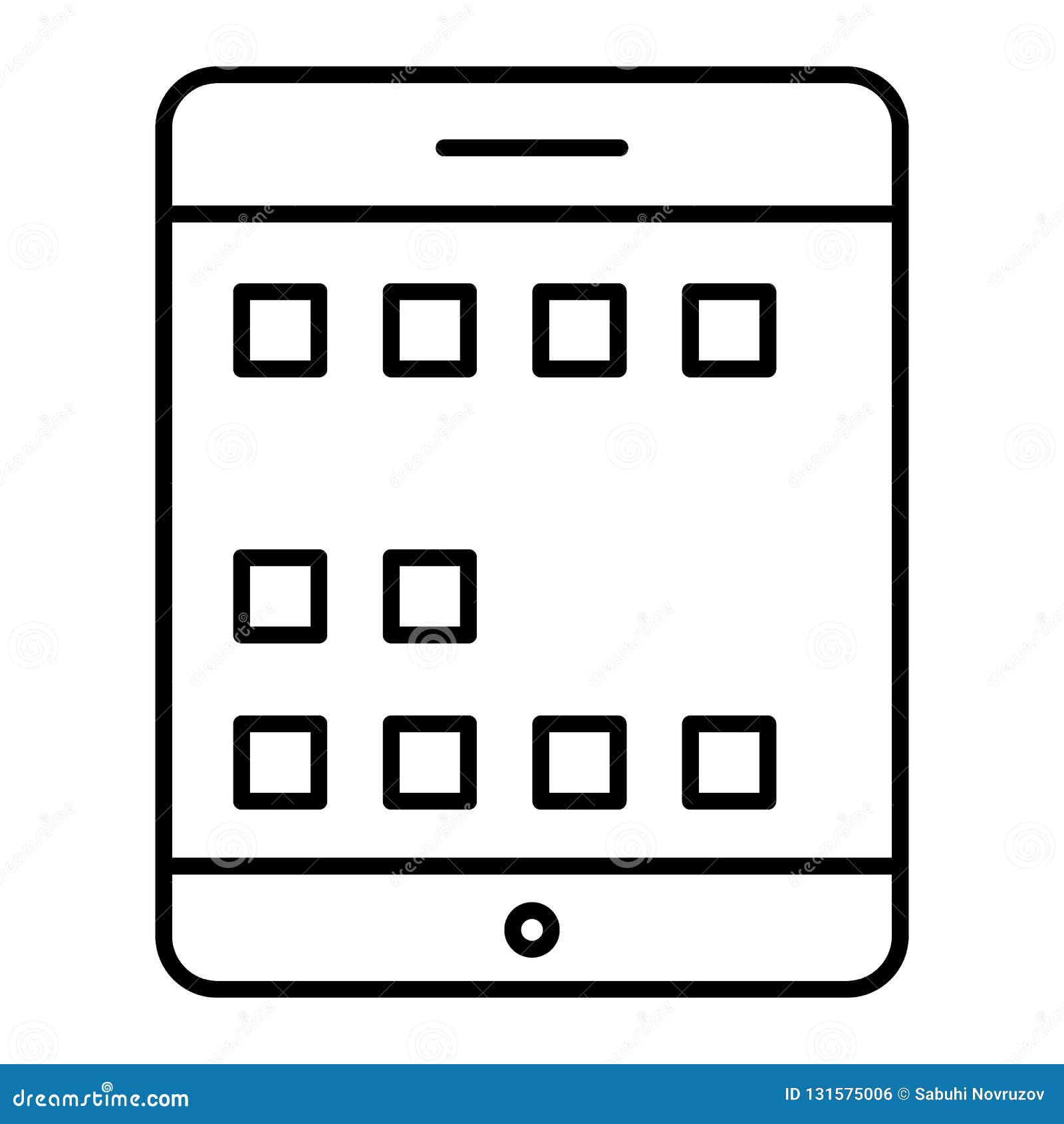 Tablet Screen Thin Line Icon. Digital Tablet Vector Illustration ...