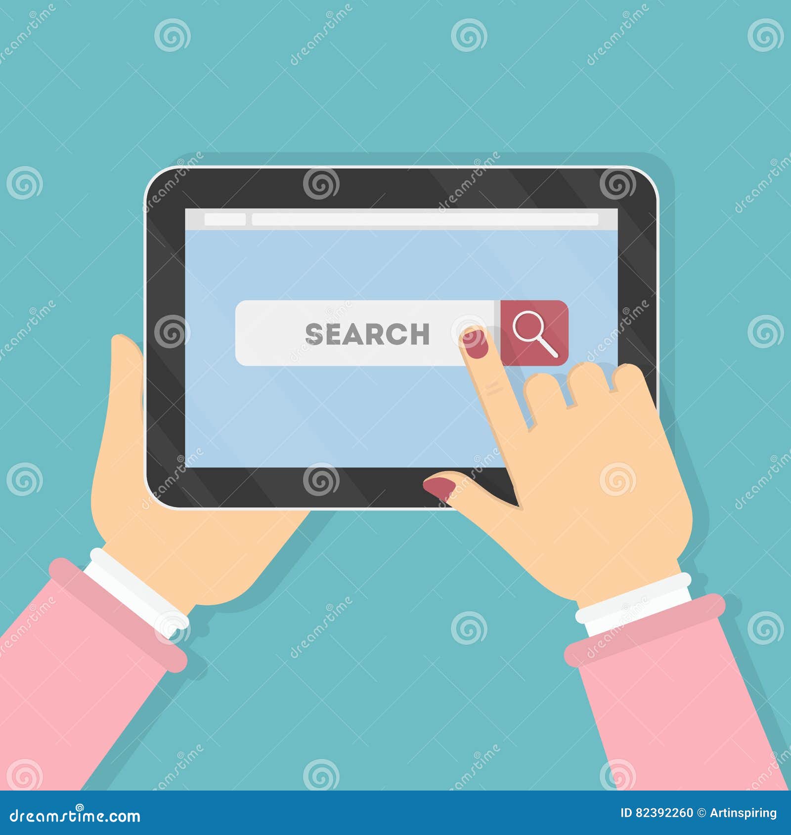 Tablet with search bar. stock vector. Illustration of computer - 82392260