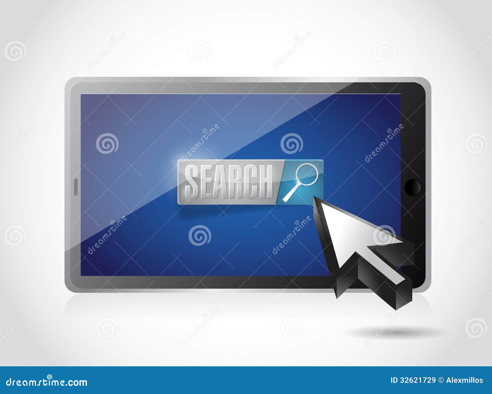 Tablet Search Button and Cursor Stock Illustration - Illustration of ...