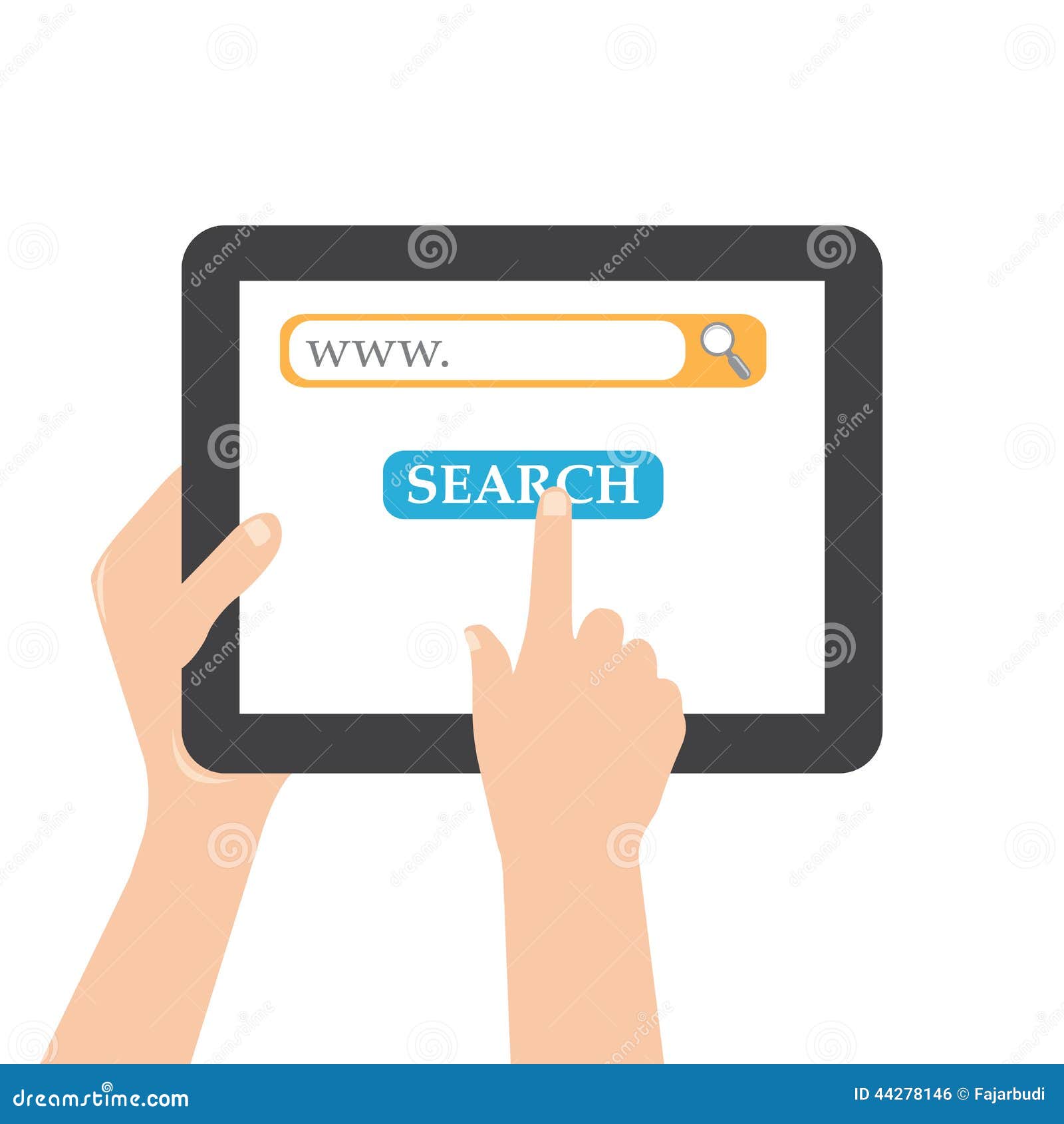 Tablet with search engine stock vector. Illustration of computer - 44278146